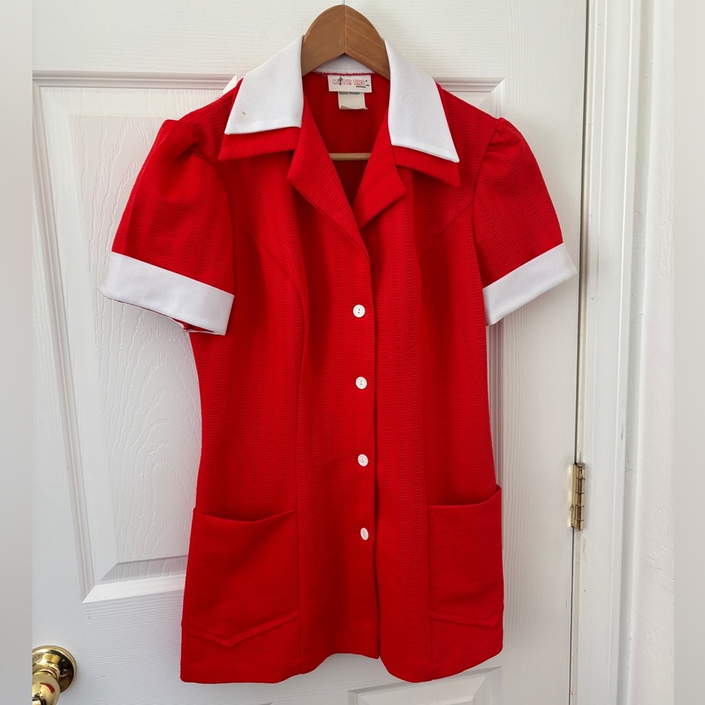 Red 60s Vintage Mister Trio Uniforms Waitress Uniform… - Gem
